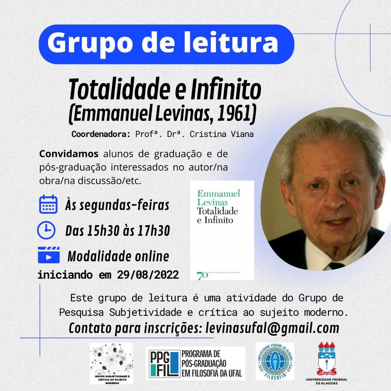 Grupo de leitura da obra "Totalidade e infinito", de Emmanuel Levinas ...